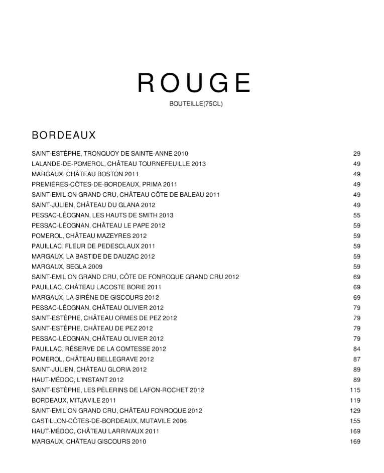 4 exemples de cartes des vins réussies avec SOMM'IT